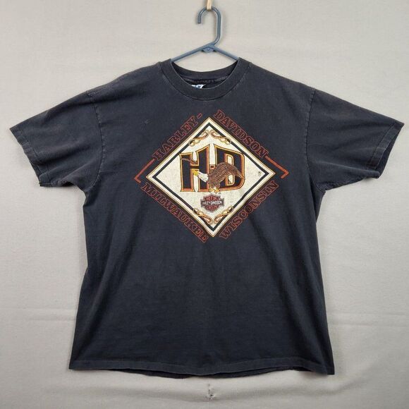 Hanes | Shirts | Vtg Harleydavidson Square Logo Eagle Shirt Hanes ...